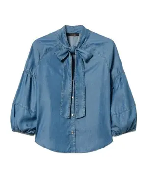 TWINSET Denim Balloon Sleeve Shirt