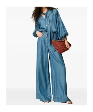 TWINSET Denim Balloon Sleeve Shirt