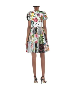 Dolce & Gabbana Patchwork Floral Print Short Sleeve Dress