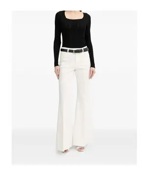 TWINSET Ribbed Square Neck Long Sleeve Sweater