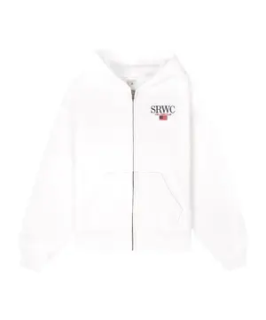SPORTY  RICH Sporty & Rich Zipped Hooded Sweatshirt - White