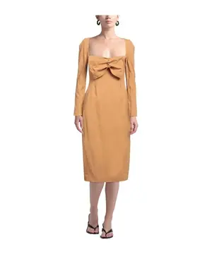 Jacquemus Midi Dress With Bow Detail And Sweetheart Neckline