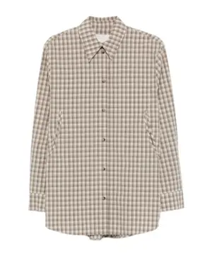 Nanushka Plaid Detail Shirt - Nude