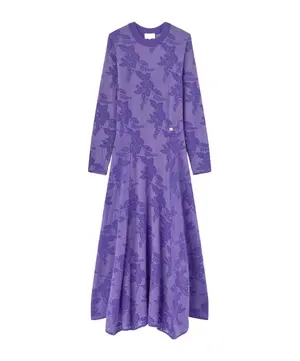 GANNI Floral Knit Midi Dress - Purple