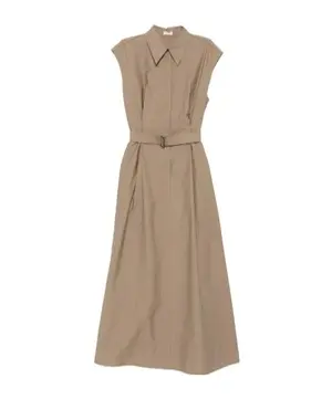 Brunello Cucinelli Belted Sleeveless Midi Dress - Light Brown