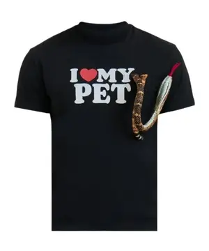 DOUBLET I Love My Pet Crew Neck T-shirt - Black