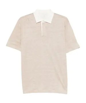 Eleventy Contrast-panel Polo Shirt Nude