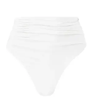 Jacquemus Ruched High-waisted Bikini Bottoms - White