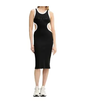 Liu Jo Cut-out Ribbed Midi Dress - Black