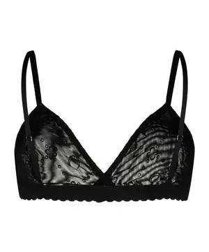 MARINE SERRE Logo Flocked Mesh Bra