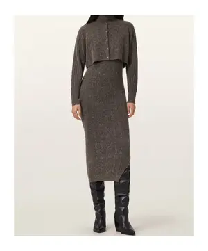 ALLSAINTS Sabine Roll-neck Cardigan And Dress Set - Fawn Brown
