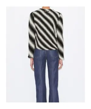 Tory Burch Striped Crew Neck Long Sleeve Sweater