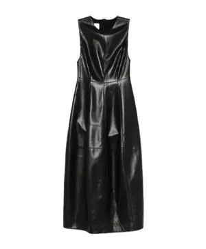 Nanushka Crew-neck Fluted-hem Midi Dress - Black