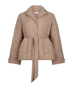 Liu Jo Quilted Belted Jacket - Beige