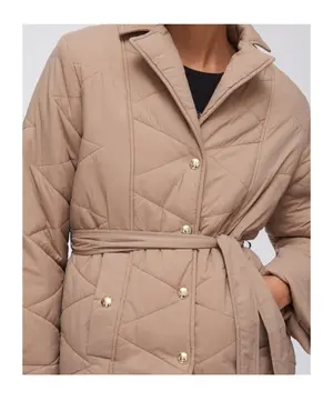 Liu Jo Quilted Belted Jacket - Beige
