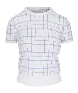 Vince Check-pattern Knit Cashmere Top