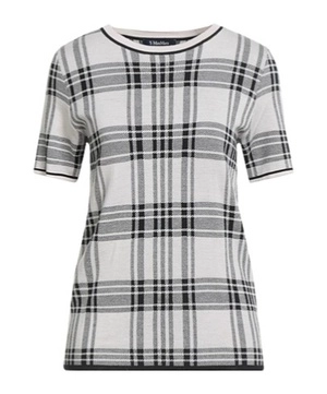 Max Mara Plaid Shortsleeve Knit Top - Black