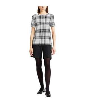 Max Mara Plaid Shortsleeve Knit Top