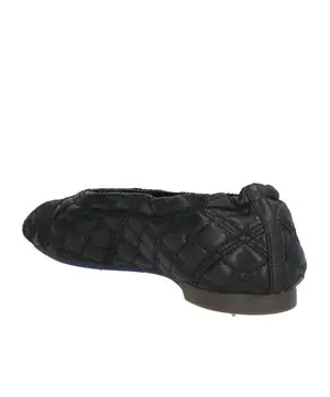 Burberry Leather Embroidered Ballet Flats - Black