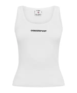 Casablanca Logo Ribbed Vest - White