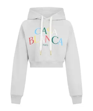 Casablanca Cropped Hooded Sweatshirt With Printed Embroidery