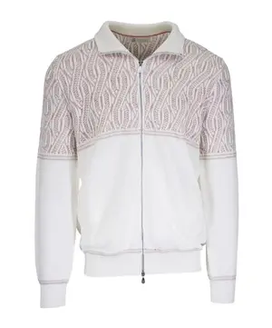 Brunello Cucinelli Patterned Zip Sweatshirt - White