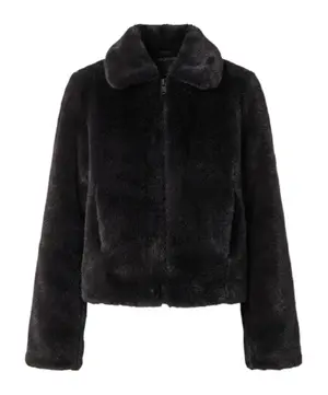 ALLSAINTS Saye Zip Collar Faux Fur Jacket - Graphite Grey