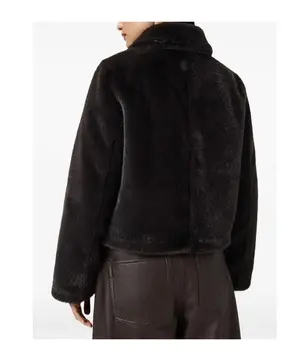 ALLSAINTS Saye Zip Collar Faux Fur Jacket - Graphite Grey