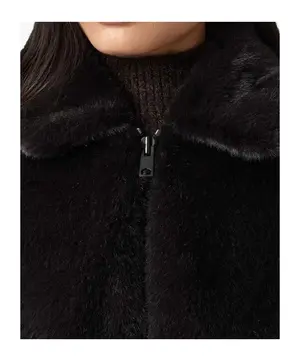 ALLSAINTS Saye Zip Collar Faux Fur Jacket - Graphite Grey