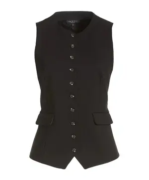 Rag & Bone Herringbone Elastic Waistcoat - Black