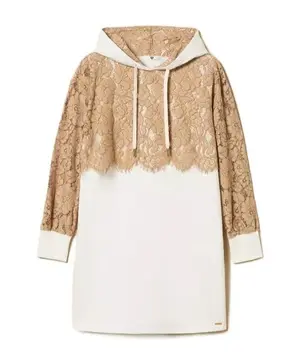 TWINSET Lace-trimmed Hooded Dress - White