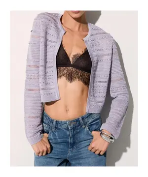 Liu Jo Openwork Knitted Cardigan With Lurex Accents