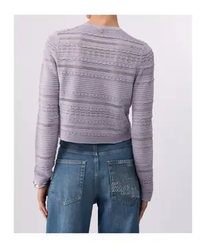 Liu Jo Openwork Knitted Cardigan With Lurex Accents