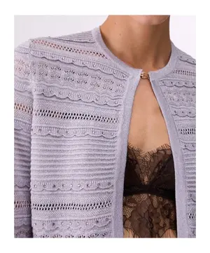 Liu Jo Openwork Knitted Cardigan With Lurex Accents