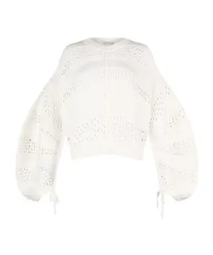 Liu Jo Tie-detail Crewneck Jumper - White Wool