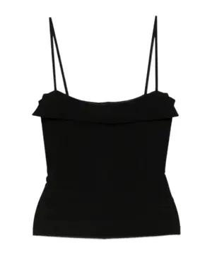Nanushka Marinle" Square Neck Spaghetti Strap Top - Black