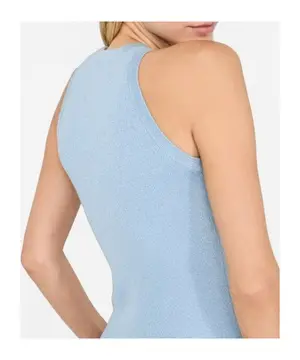 Liu Jo Logo Embroidered Ribbed Knit Top