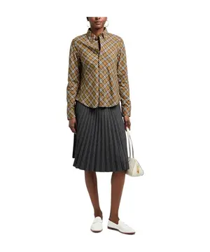Burberry Printed Long-sleeve Shirt With Embroidered Logo