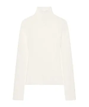 COURREGES Courrèges Ribbed V-line Turtleneck Sweater With Embroidered Logo