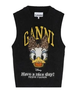 GANNI Daisy Duck Graphic Wool Vest