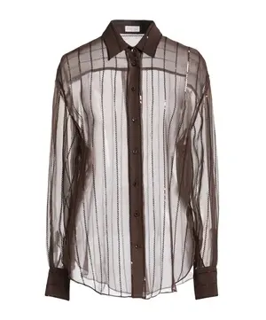 Brunello Cucinelli Long-sleeve Sequined Shirt