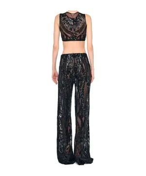 Norma Kamali Embellished Palazzo Pants