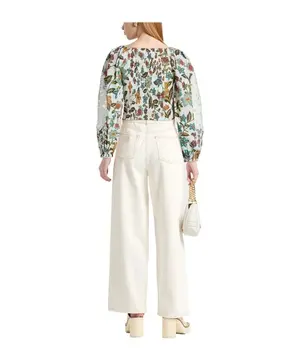 Farm Rio Paisley-print Cropped Top With Lace Trims