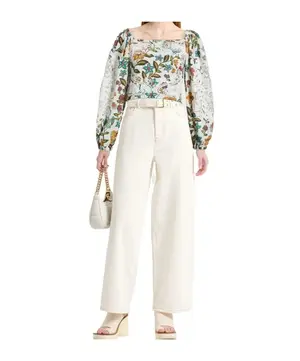 Farm Rio Paisley-print Cropped Top With Lace Trims - White