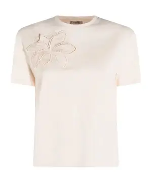 TWINSET Floral Appliqué T-shirt - White
