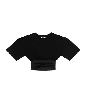 AREA Tuxedo T-shirt With Ruched Front Tie