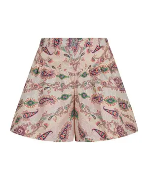 Etro Cotton Poplin Shorts With All-over Paisley Embroidery