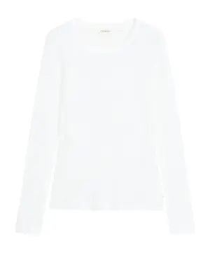 Closed Ribbed Knit Crewneck Long Sleeve Top
