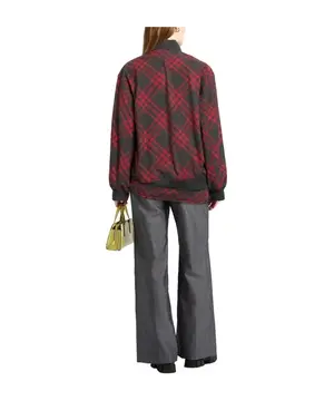 Burberry Two-tone Plaid Zip-up Baseball Jacket