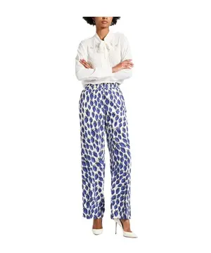 Burberry Printed Wide-leg Trousers - Blue